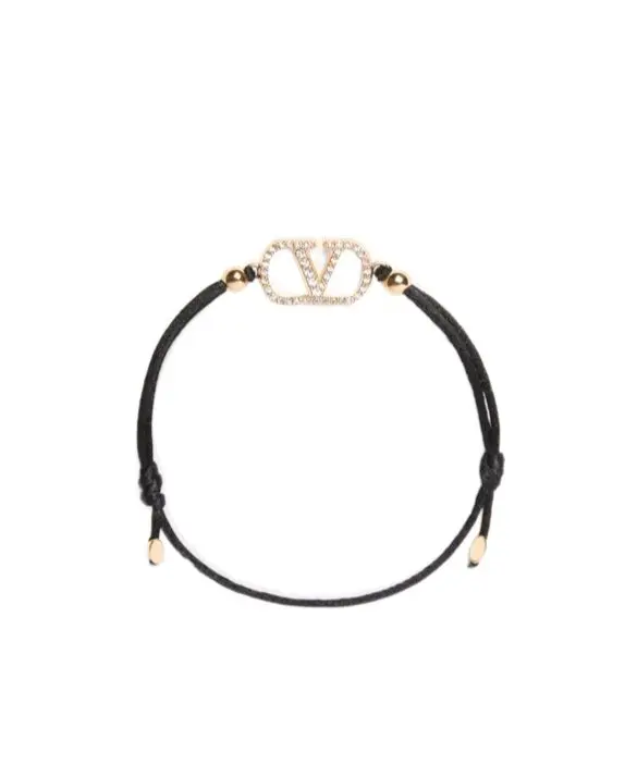 Valentino Garavani Vlogo Signature Embellished Bracelet - Black/crystal