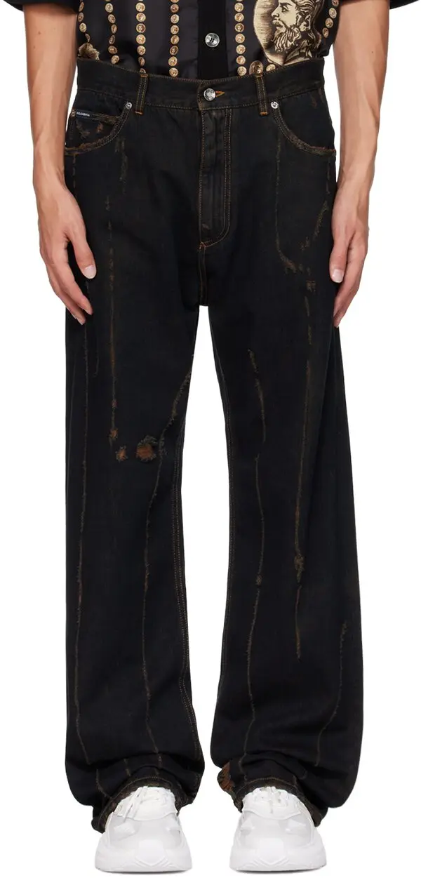 Dolce & Gabbana Logo Patch Straight-leg Jeans