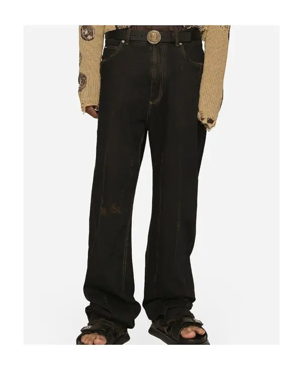 Dolce & Gabbana Logo Patch Straight-leg Jeans