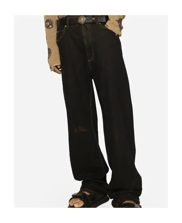 Dolce & Gabbana Logo Patch Straight-leg Jeans