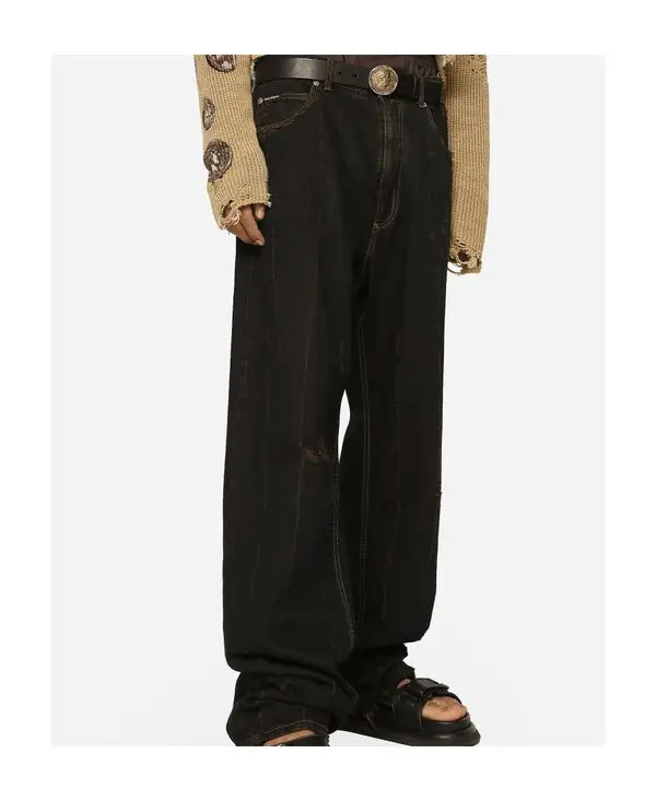 Dolce & Gabbana Logo Patch Straight-leg Jeans