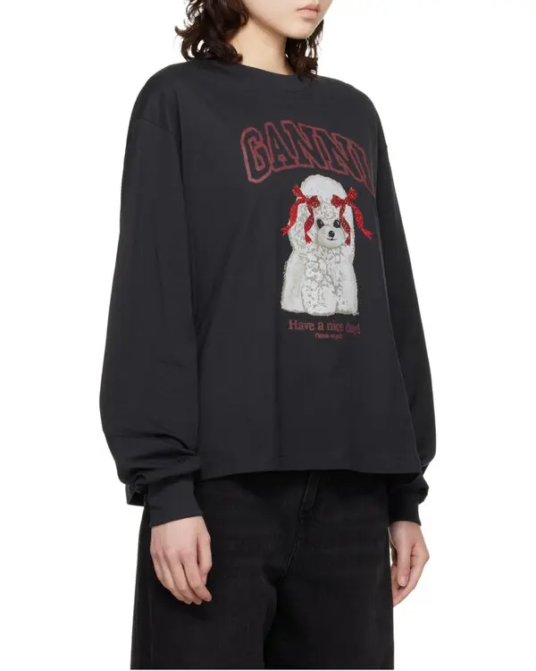 GANNI Poodle Graphic Long Sleeve Sweatshirt