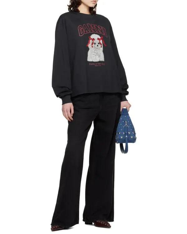 GANNI Poodle Graphic Long Sleeve Sweatshirt