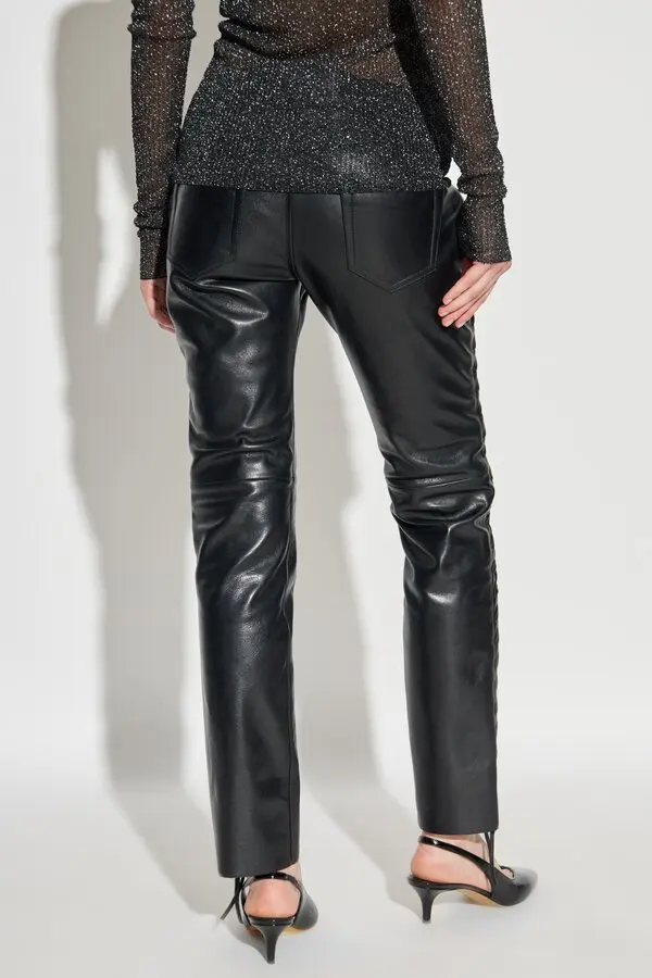 Isabel Marant Étoile Lace-up Leather Trousers - Black