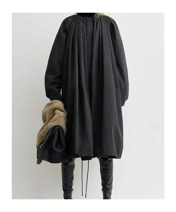 TOTEME Gathered Parachute Coat - Black