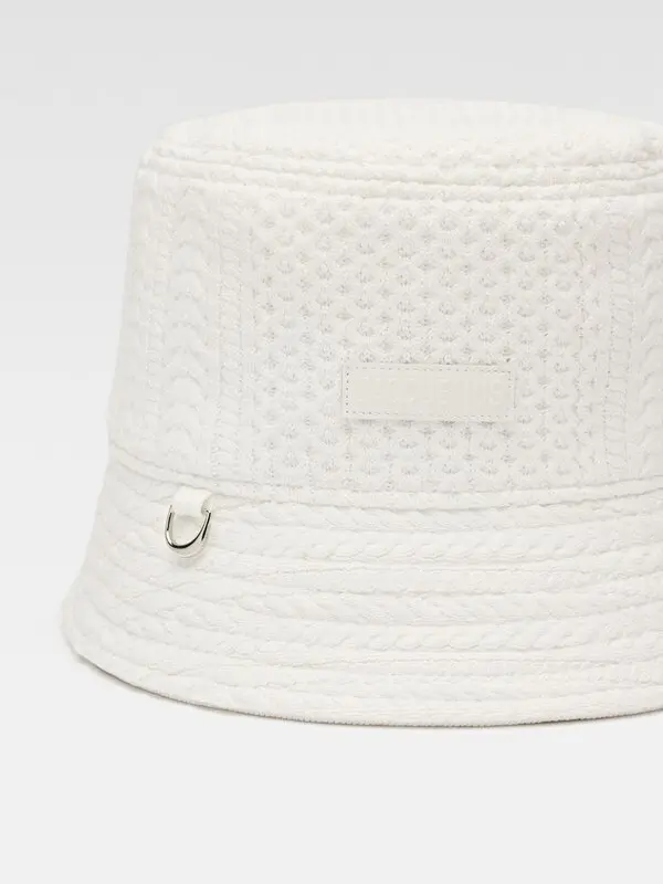 Jacquemus Le Bob Belo Cable Knit Bucket Hat - White