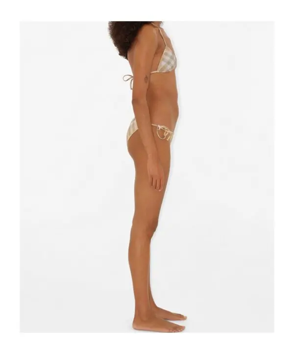 Burberry Checked Halterneck Triangle Bikini Top - Flaxen