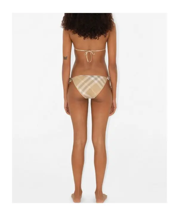 Burberry Checked Halterneck Triangle Bikini Top - Flaxen
