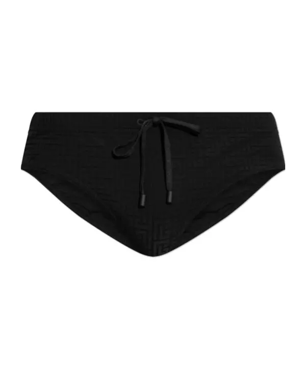Balmain Embossed Drawstring Swim Briefs - Black