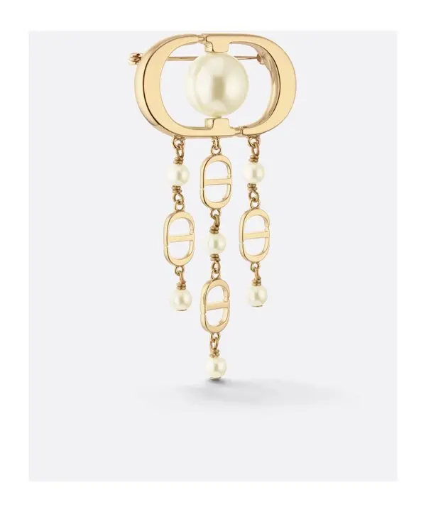 Dior Cd Signature Brooch With Pearls
