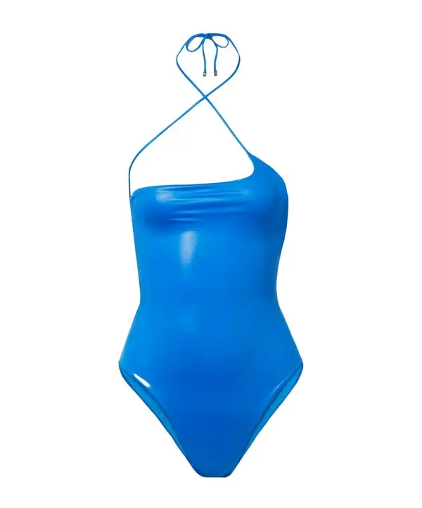 Attico Coated Halter Neck One-piece Swimsuit - Blue