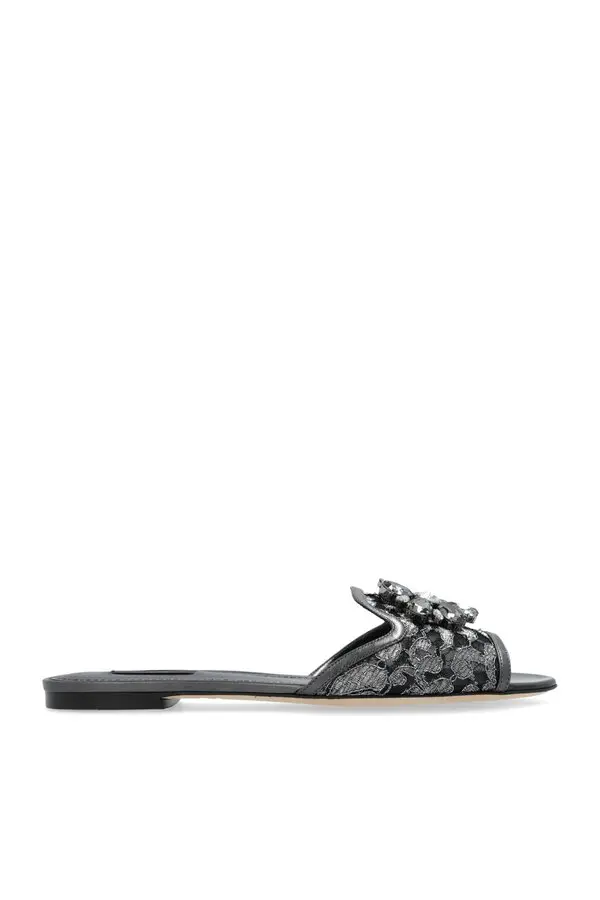 Dolce & Gabbana Bianca Crystal Embellished Sandals - Black