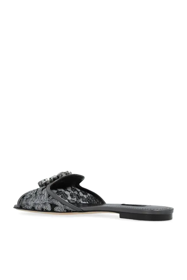 Dolce & Gabbana Bianca Crystal Embellished Sandals - Black