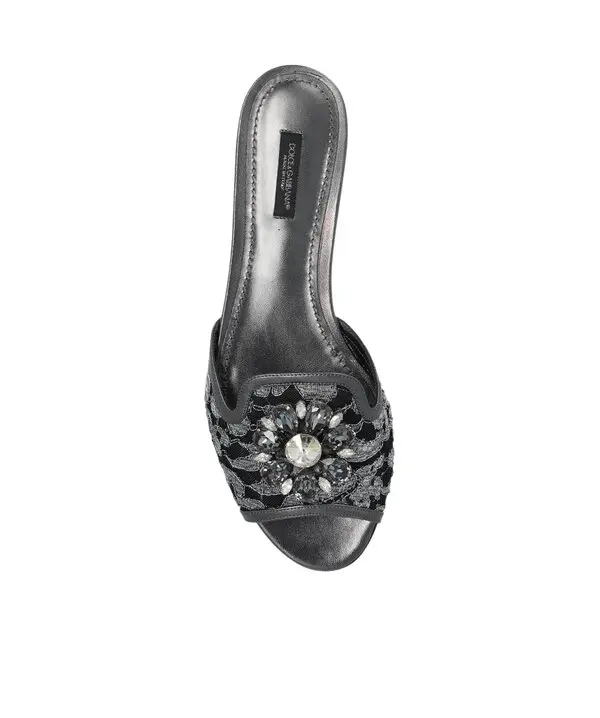 Dolce & Gabbana Bianca Crystal Embellished Sandals - Black