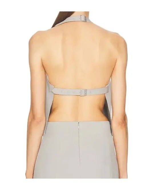 Wardrobe.NYC Halter Neck Backless Top - White