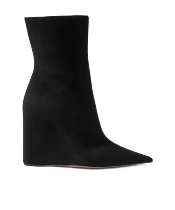 Amina Muaddi Suede Wedge Ankle Boots