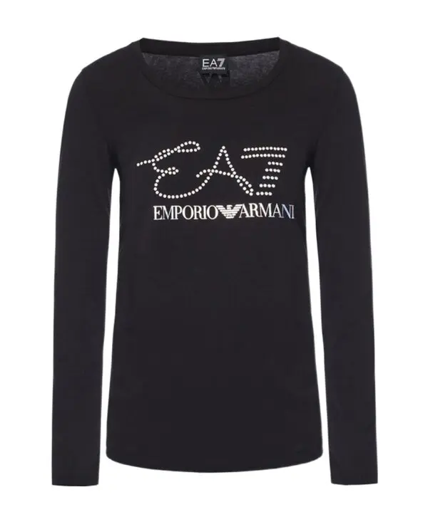 EA7 Crystal Embellished Long-sleeved T-shirt