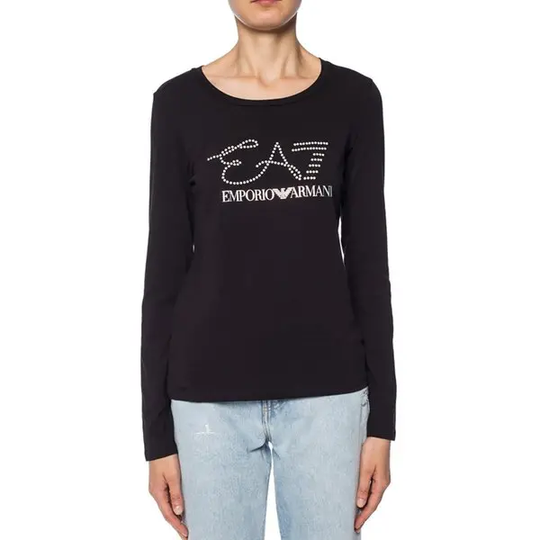 EA7 Crystal Embellished Long-sleeved T-shirt