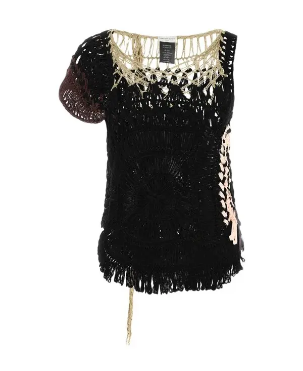 Dries Van Noten Asymmetrical Crochet Knit Top