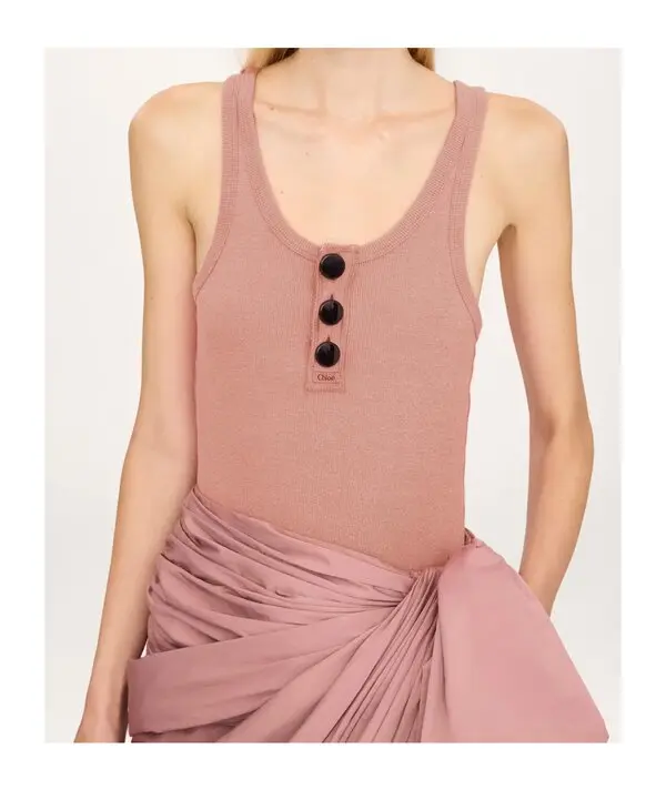 Chloé Logo Embroidered Ribbed Tank Top