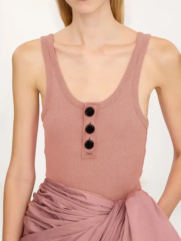 Chloé Logo Embroidered Ribbed Tank Top