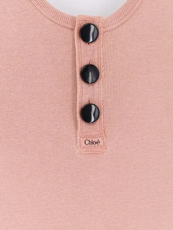 Chloé Logo Embroidered Ribbed Tank Top - Pink