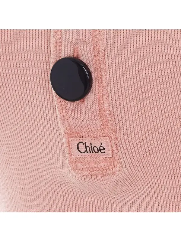 Chloé Logo Embroidered Ribbed Tank Top - Pink