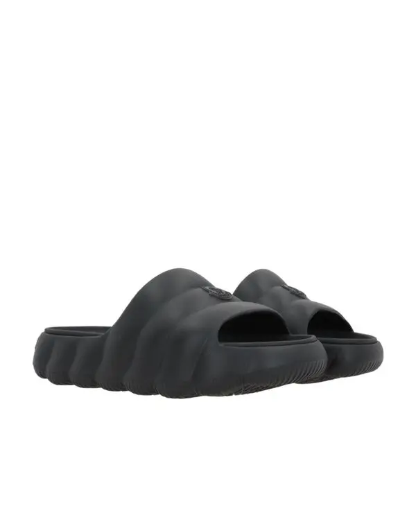 Moncler Quilted Logo Slides - Black