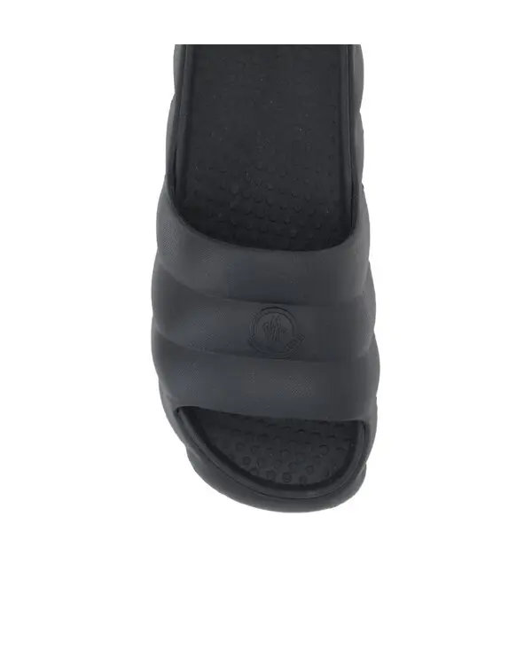 Moncler Quilted Logo Slides - Black