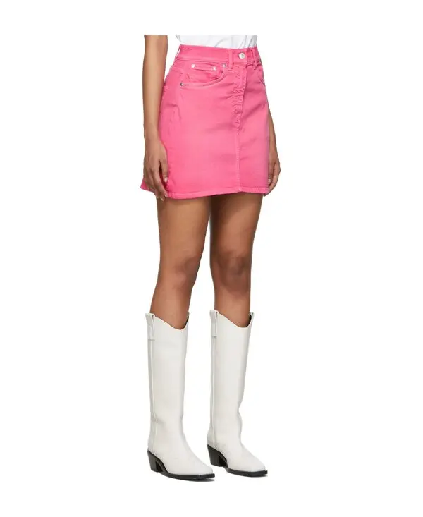 MSGM Logo Printed Denim Skirt