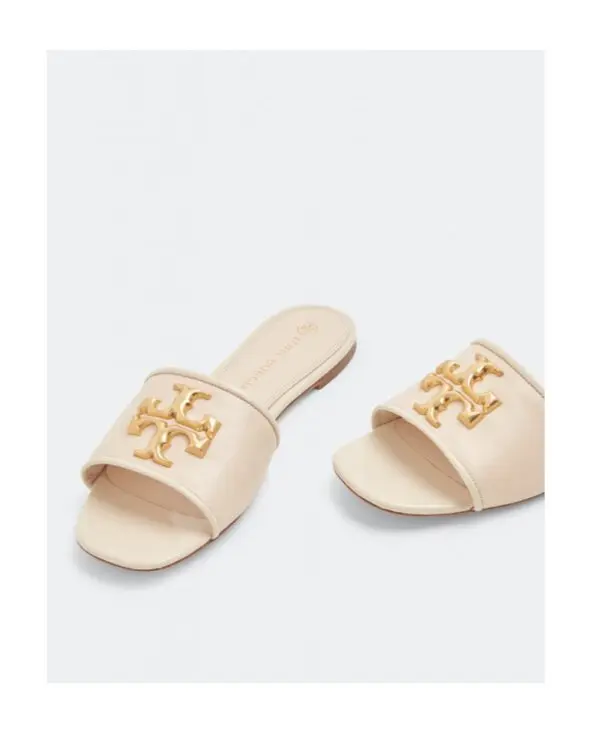 Tory Burch Eleanor Logo Plaque Sandals - Nude