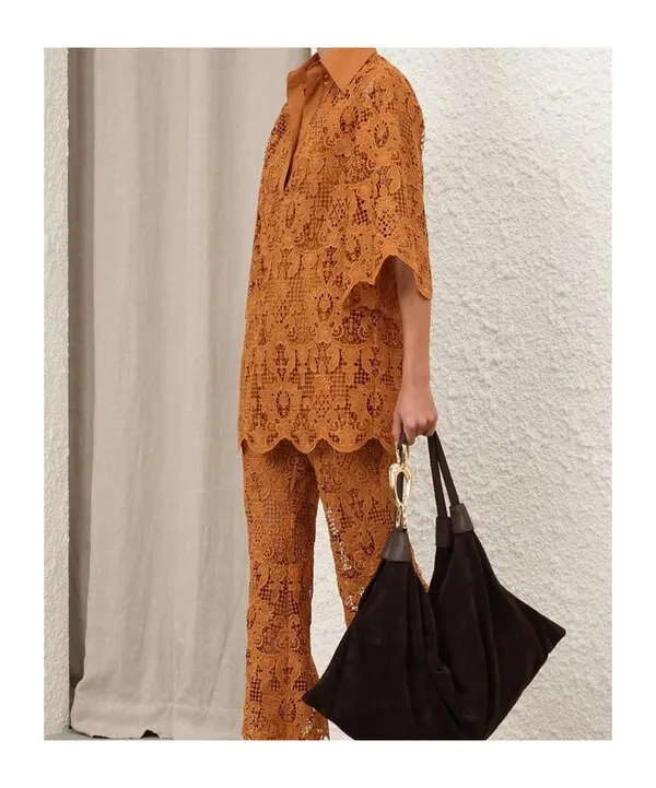 Zimmermann Coco Lace Tunic Top - Biscu