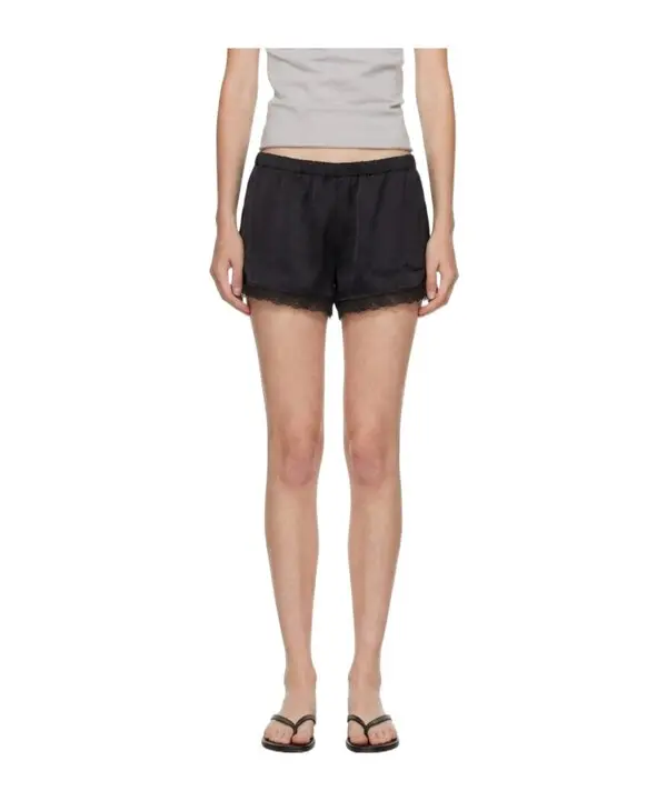 Marissa Chiara Elastic Waist Shorts With Lace Hem Detail