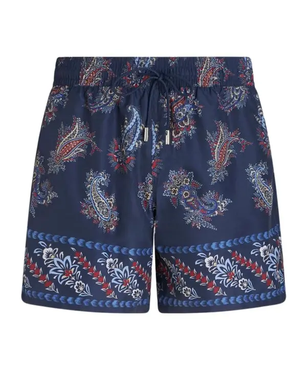 Etro Paisley Print Swim Shorts - Blue
