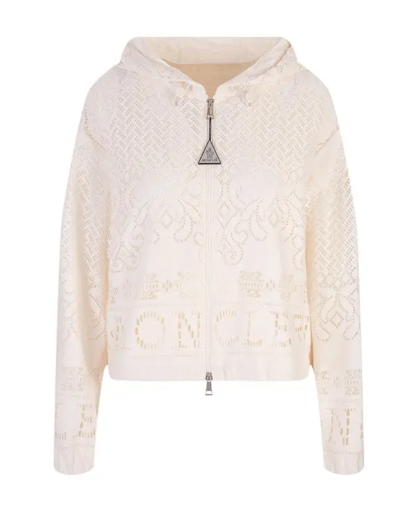 Moncler Zip-fastening Hooded Jacket With Intricate Mesh Knit