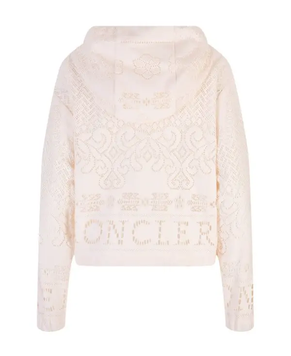 Moncler Zip-fastening Hooded Jacket With Intricate Mesh Knit