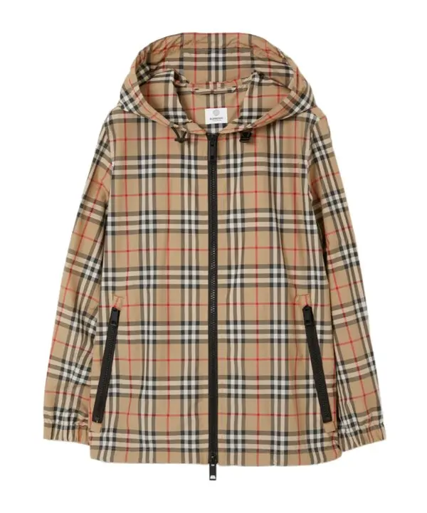Burberry Checked Hooded Jacket - Archives Beige