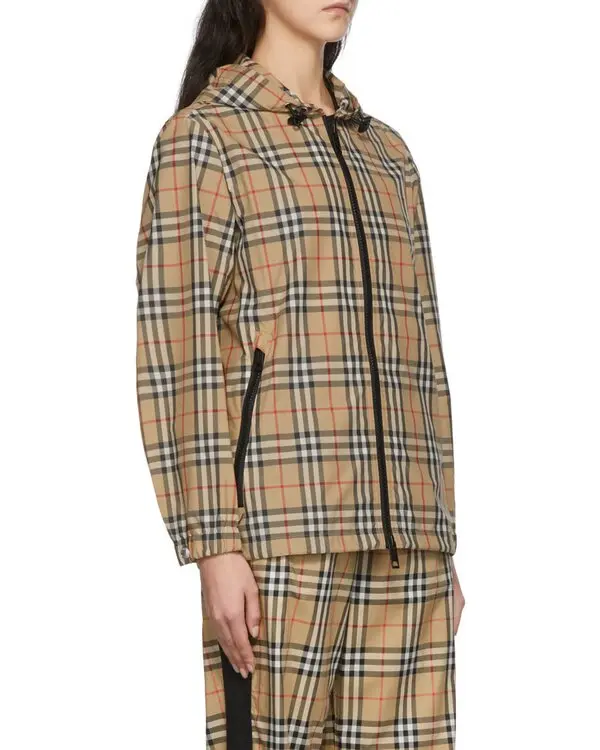 Burberry Checked Hooded Jacket - Archives Beige