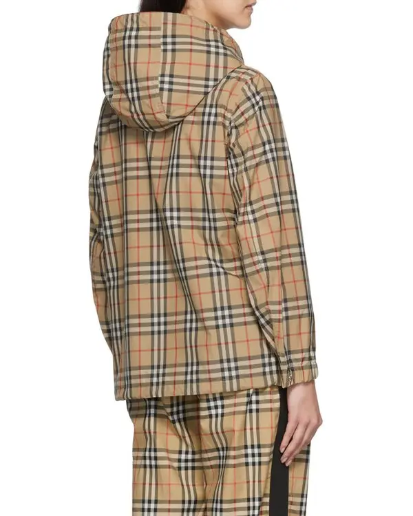 Burberry Checked Hooded Jacket - Archives Beige