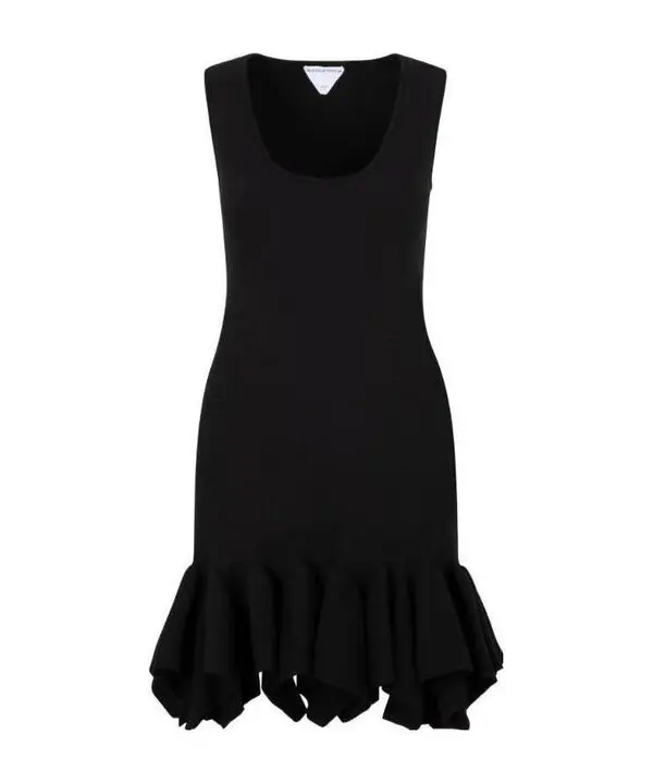 Bottega Veneta Ruffled Hem Dress - Black