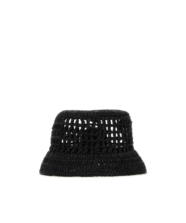 Prada Woven Bucket Hat With Embroidered Logo