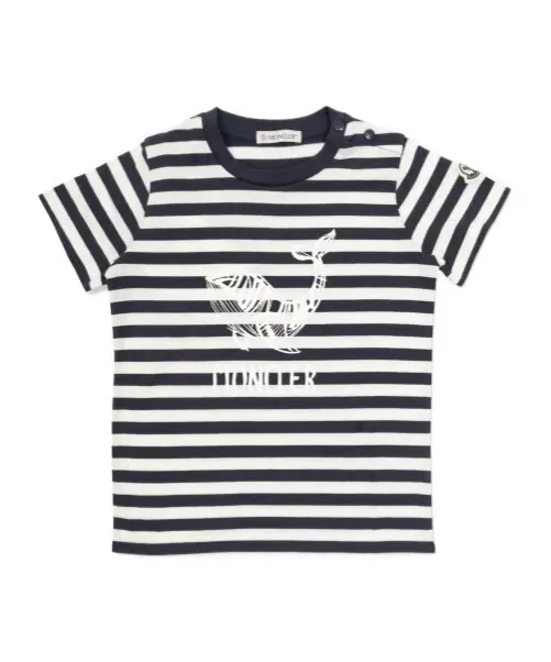 Moncler Striped Short Sleeved T-shirt - Navy Blue