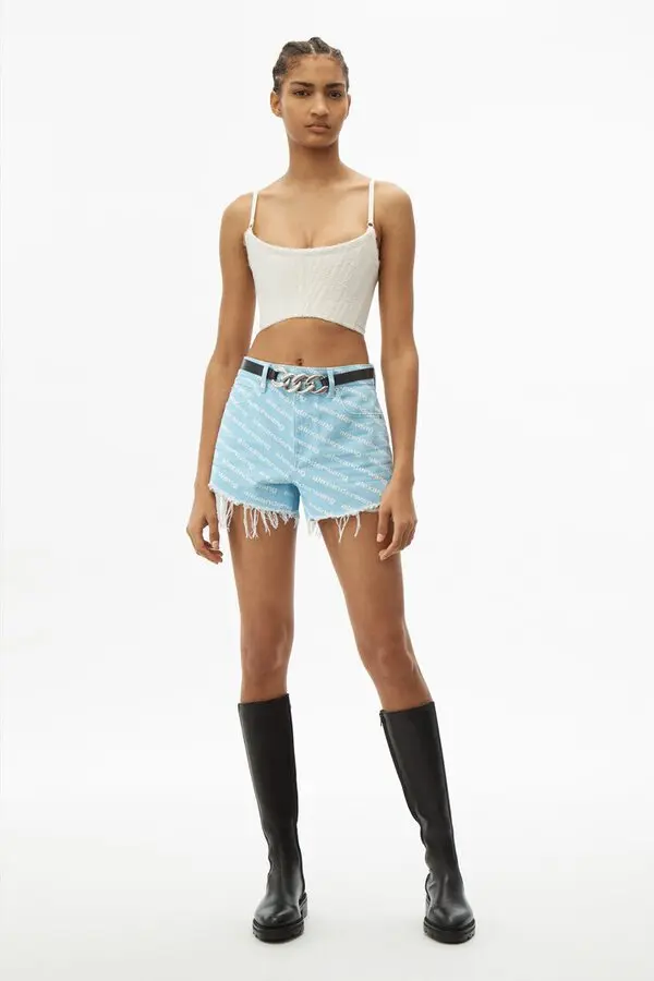 Alexander Wang High Rise Logo Denim Shorts - Blue