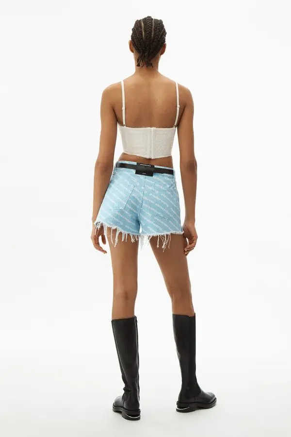 Alexander Wang High Rise Logo Denim Shorts - Blue