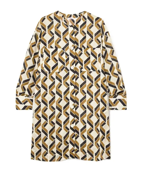 ERES Geometric Print Logo Patch Shirt