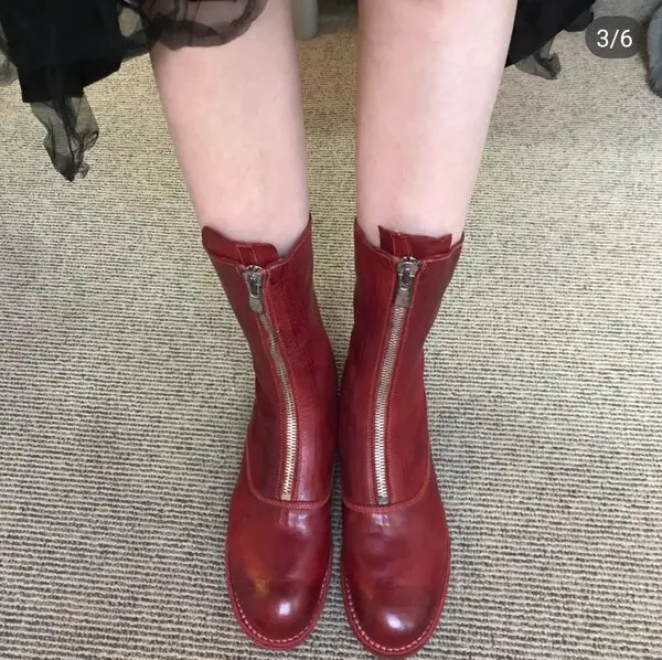 Guidi 310 Series Front Zipper Ankle Boots - Red