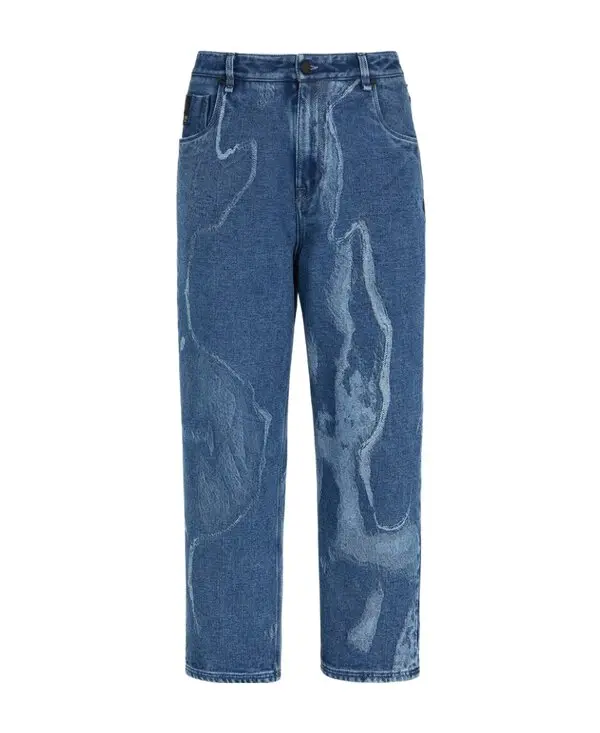 Fendi Contrasted Logo Motif Straight Leg Denim Trousers