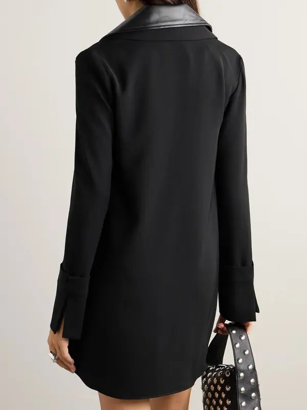 16Arlington Leather Trimmed Crepe Chiffon Mini Dress