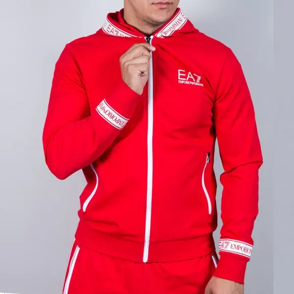 EA7 Zip-up Hooded Jacket With Logo Detail
