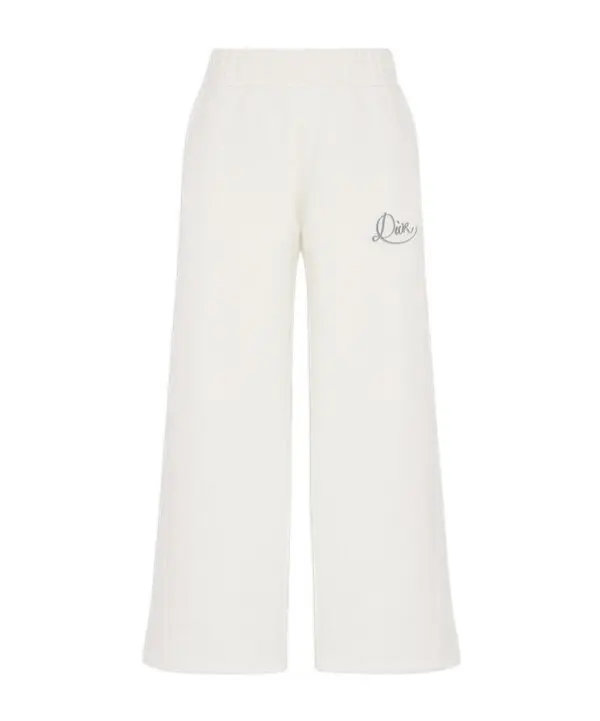 Dior Embroidered Elastic Waist Wide Leg Pants